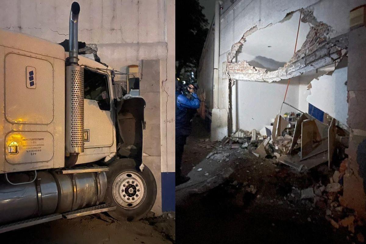 Trailero pierde el control de su unidad y choca contra muro de fábrica en GAM - POSTA México