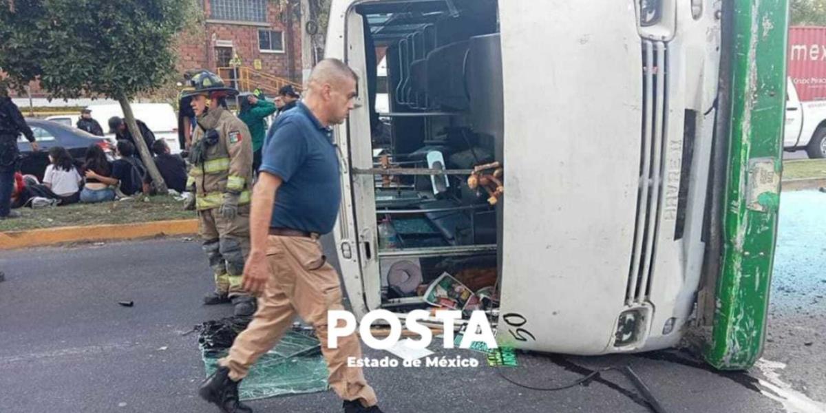 Volcadura de transporte público deja 15 heridos en Tlalnepantla (VIDEO) - POSTA México